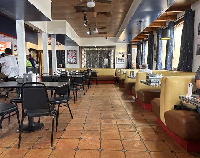 Terra cotta tiles and British memorabilia create a chip shop time warp. You'll forget you're in Nevada until you step back into the desert heat.