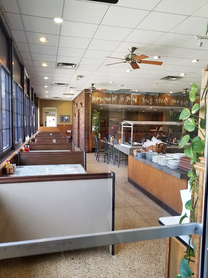 Spacious dining room where conversations flow as smoothly as the coffee refills.