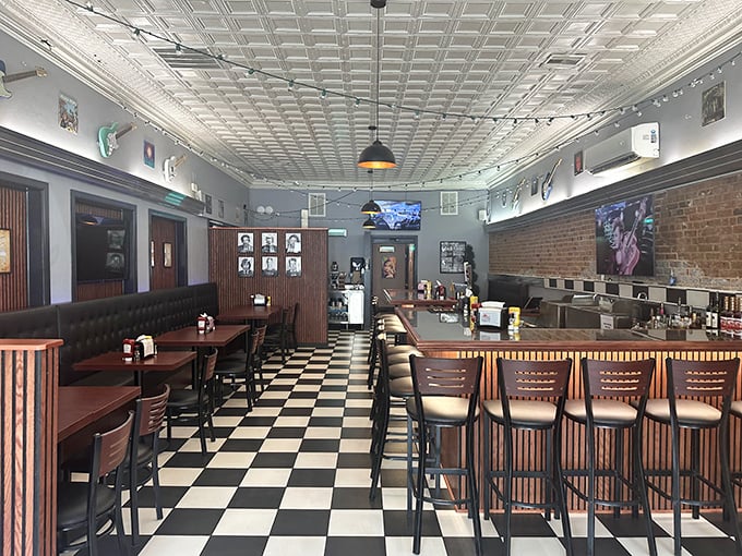 The dining area's leather booths and counter seating offer front-row tickets to the greatest show on earth: watching other people's food arrive while anticipating your own.