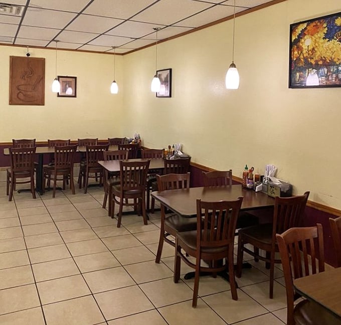 Clean lines, comfortable seating, and that welcoming atmosphere that says "sit down, relax, and prepare to eat something absolutely wonderful today."