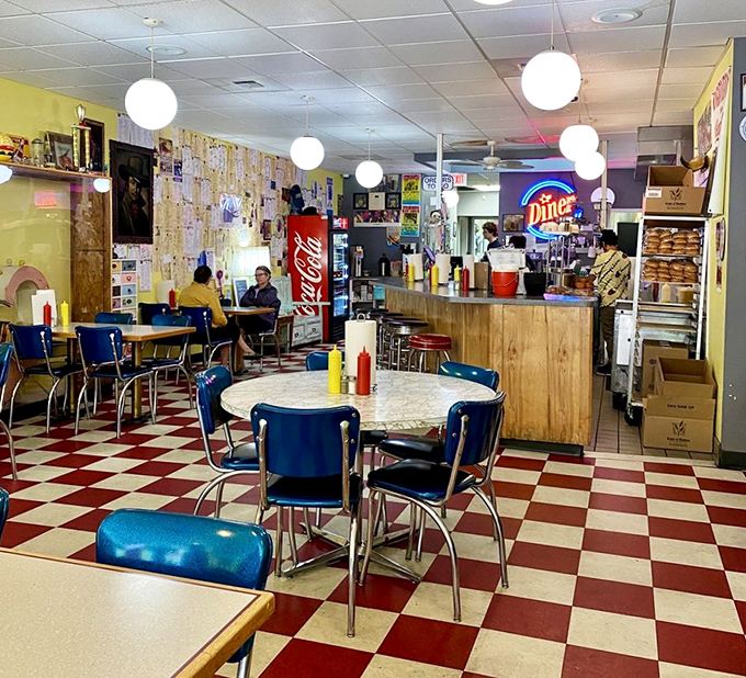 The dining room feels like it was plucked from a perfect 1950s America that maybe only existed in our collective imagination.