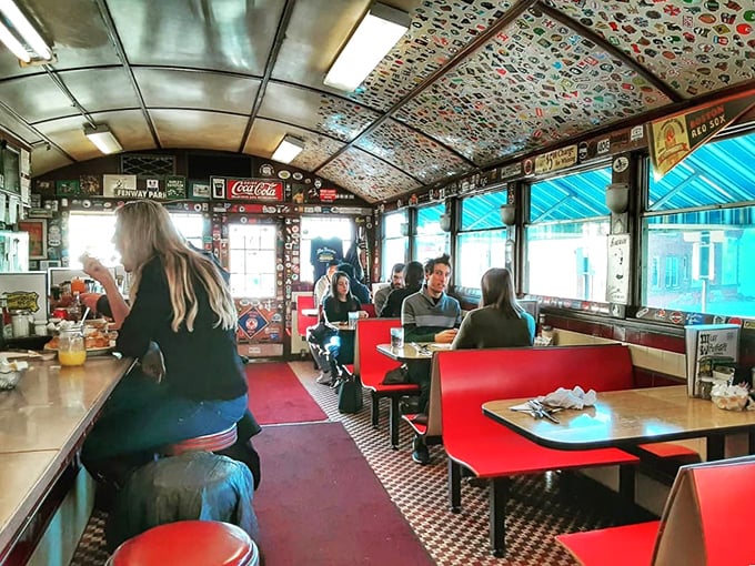 Red vinyl booths and memorabilia-covered walls create the perfect backdrop for conversations that range from local politics to whether hash browns are superior to home fries.