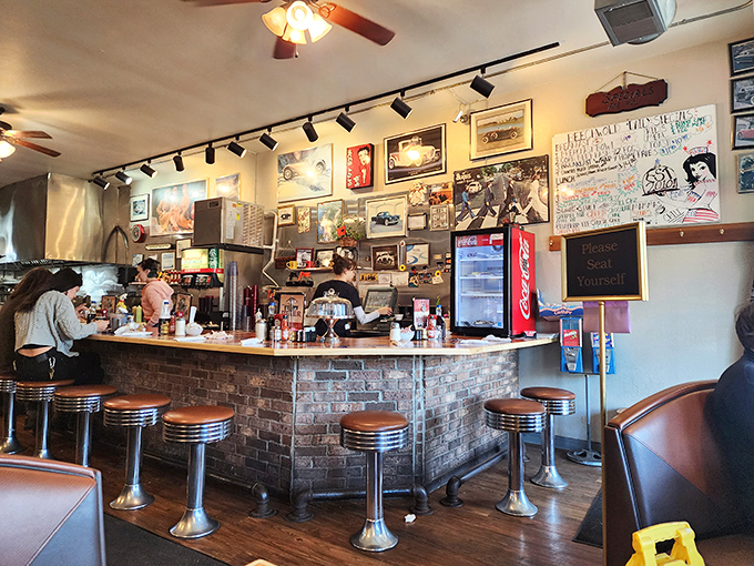 The counter where breakfast dreams come true and coffee cups never run empty. Those classic stools have supported generations of hungry Ohioans.