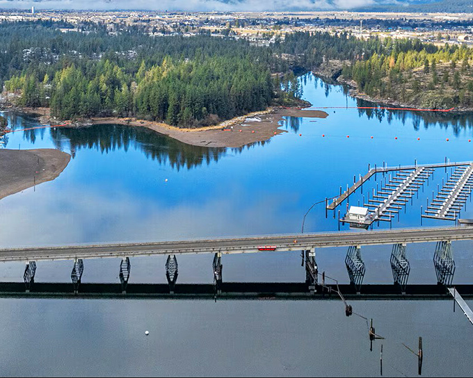 Mirror-like waters reflect the surrounding pines, creating that double-dose of beauty that Idaho does so effortlessly.