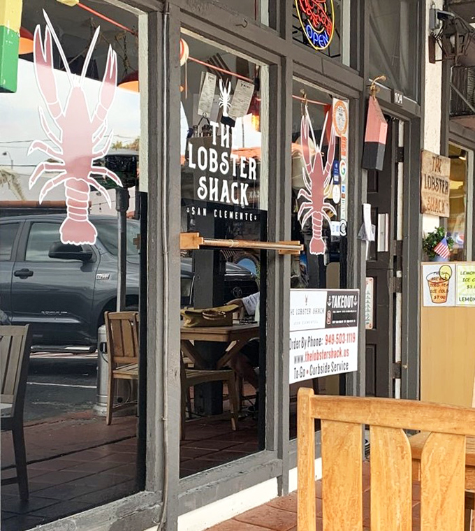 A peek through the window reveals the San Clemente location. Different spot, same seafood magic &ndash; like finding a second Christmas in July.