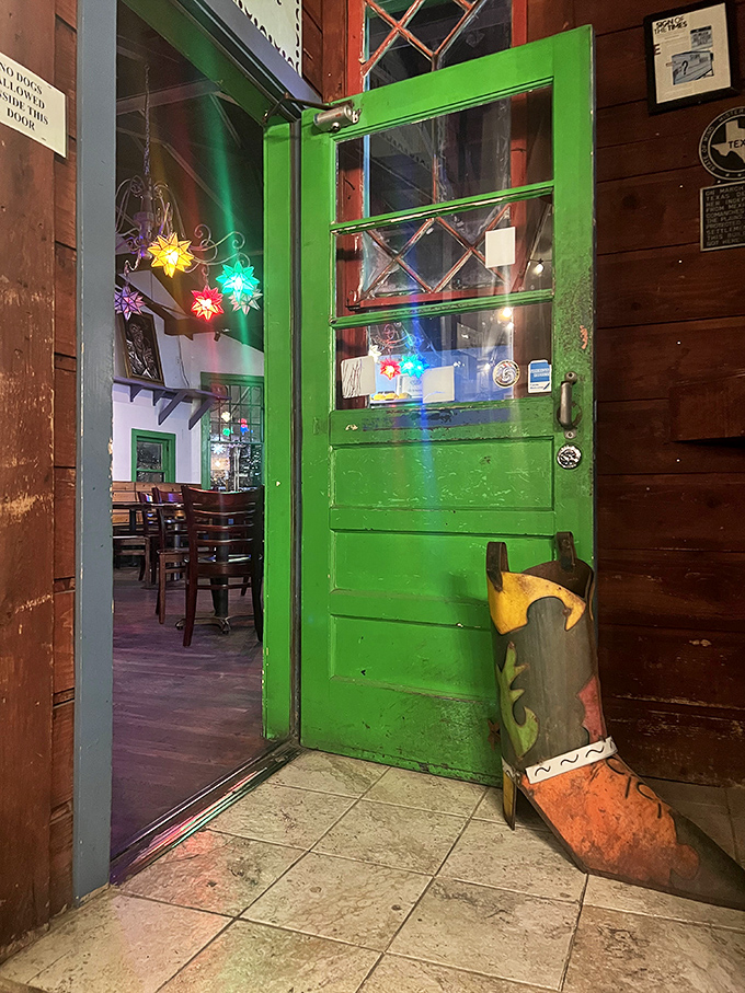 The green door entrance feels like stepping through a portal to a more colorful, delicious dimension where calories don't count.