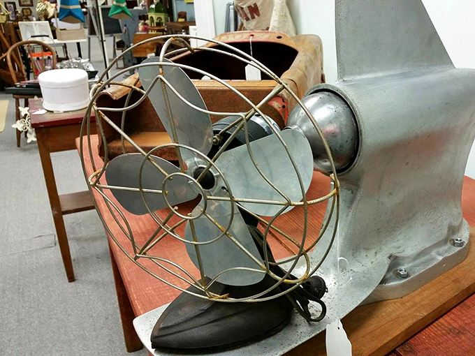 This vintage fan doesn't just move air—it moves memories. Before air conditioning, this was the difference between summer survival and melting into your sofa.