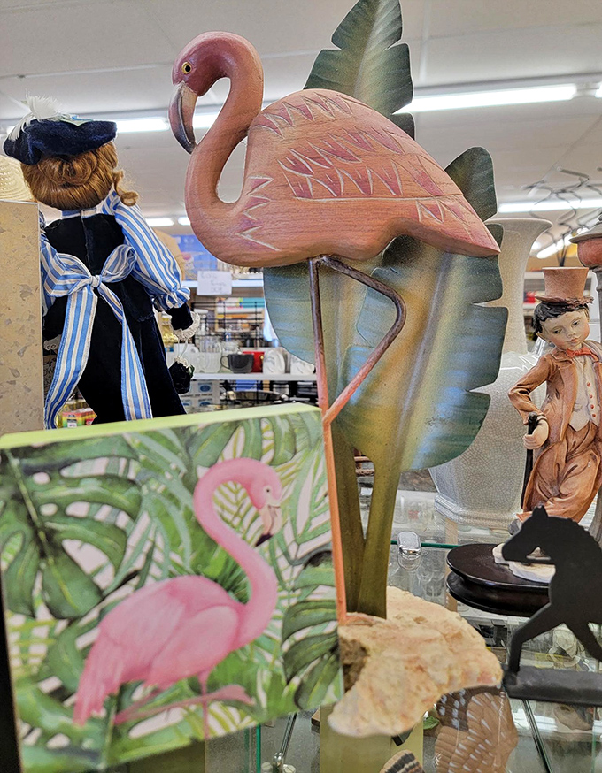 Flamingo meets vintage doll in the décor department. This pink bird would make the perfect quirky addition to your garden or bookshelf.