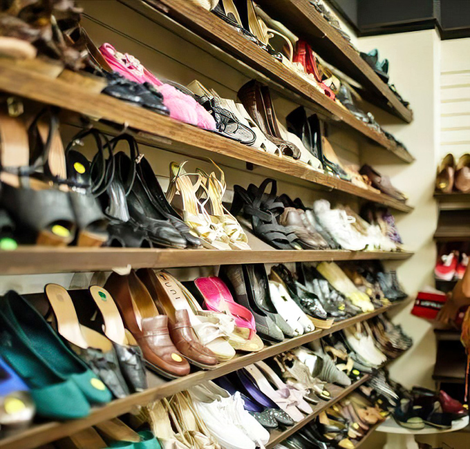 Shoe heaven stretches before you &ndash; rows of potential glass slippers waiting for their Cinderellas, or at least someone heading to brunch.