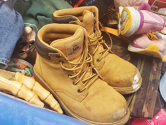 Work boots that could tell a thousand stories, waiting for their next adventure at a fraction of retail cost.