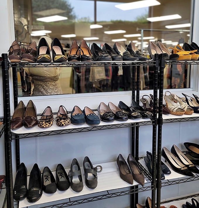 Shoe heaven exists, and it's organized by size. From leopard flats to classic pumps, your feet and wallet will do a happy dance.