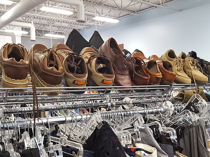 Shoes lined up like hopeful contestants on a dating show, each one whispering, "Pick me, we'd look great together."