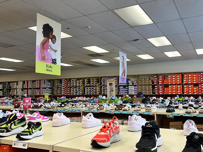 Tiny sneakers with big savings line the kids' footwear section, where growth spurts meet budget-friendly style solutions.