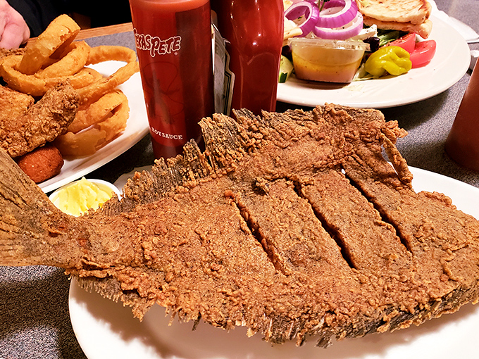 This fried flounder doesn't so much sit on the plate as command it. A testament to the simple perfection of fresh fish prepared with respect and skill.