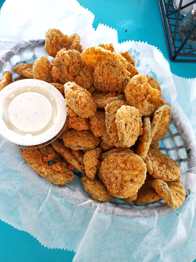 Fried pickles: The South's greatest contribution to bar food—tangy, crunchy discs of joy that disappear faster than you can say "another round."