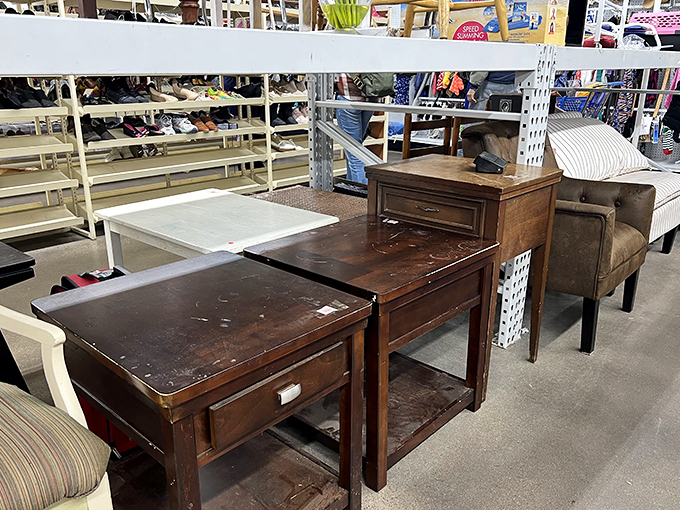 Furniture with character and stories etched into every scratch. These wooden side tables have witnessed decades of coffee cups and conversations.