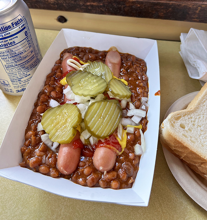 Beans and franks elevated to an art form—the kind of comfort food that makes you want to call your mother and thank her for everything.