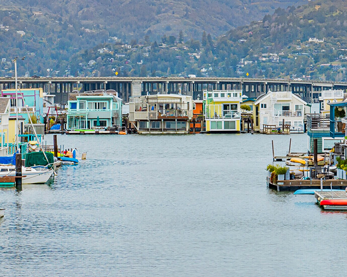 Sausalito's famous floating homes – where conventional real estate rules go out the porthole window.