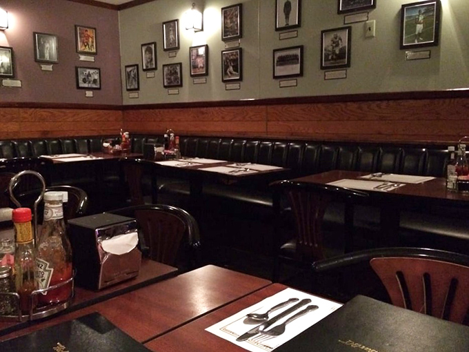 The dining room feels like it's been hosting important family celebrations and first dates since before the internet, with wood paneling that has absorbed decades of good times.
