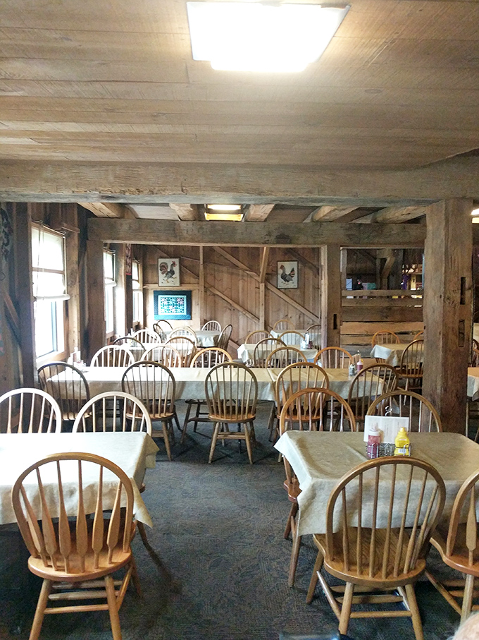 Windsor chairs and tablecloths create a dining room where conversations flow as easily as the coffee, no smartphone required.