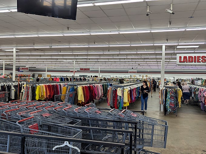 Aisles wide enough for browsing and pondering life's big questions, like "Do I really need another set of vintage salt and pepper shakers?"