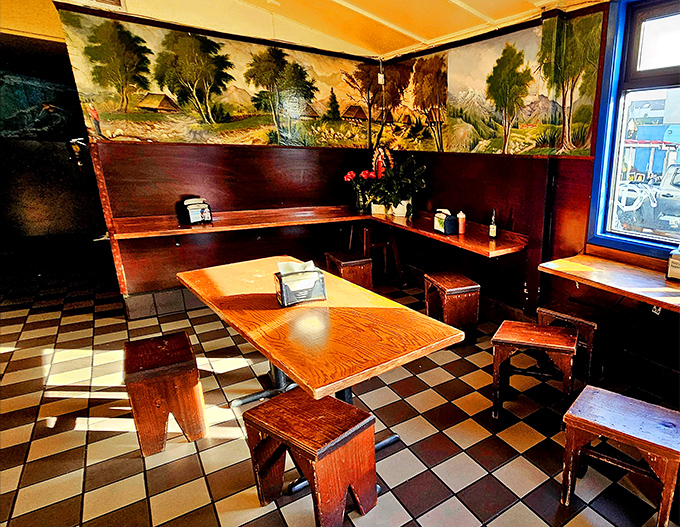 The dining room's pastoral murals transport you somewhere between rural Mexico and a place where calories don't count.