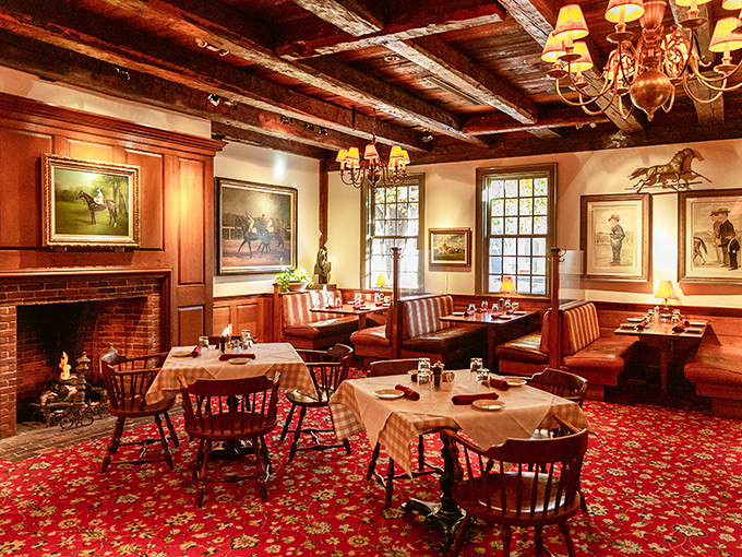 Dining room or time machine? This cozy fireplace corner feels like you've stepped into Virginia's elegant past, but with better food.