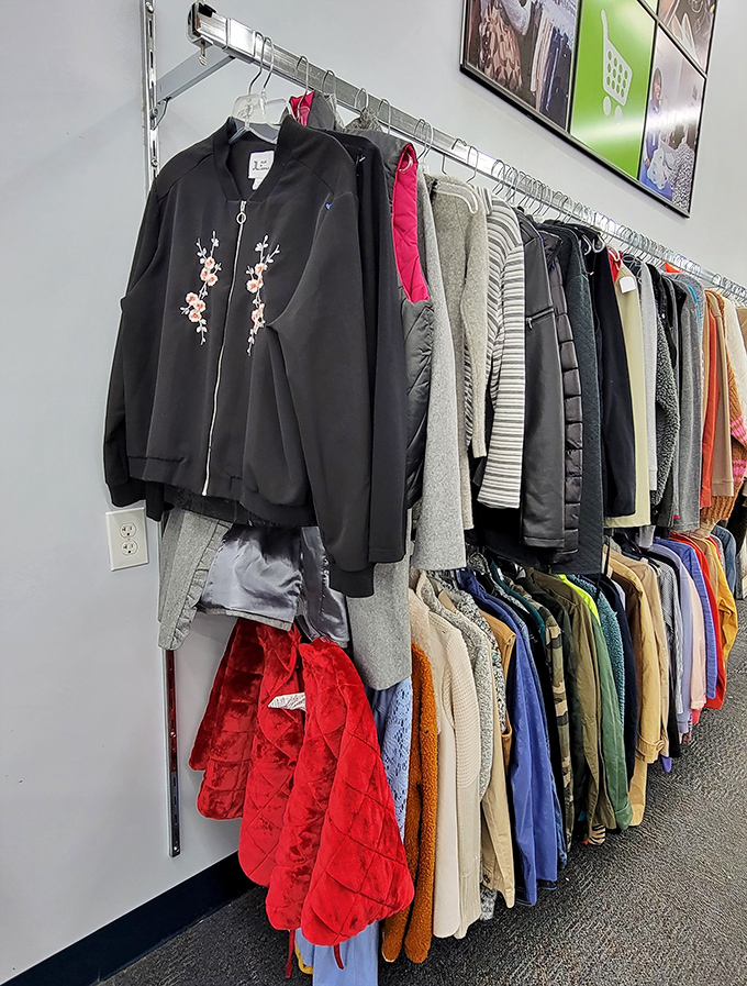 The jacket jackpot&mdash;that embroidered bomber would cost a fortune new. Here, it's priced less than two movie tickets.