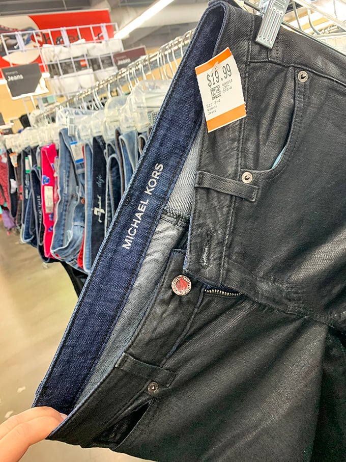 Designer denim at decidedly un-designer prices. These Michael Kors jeans at $10.99 prove that patience and persistence pay off in the thrift game.