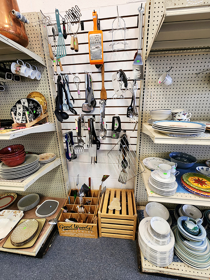 Kitchen utensils hang like culinary instruments, ready to orchestrate your next home-cooked masterpiece.