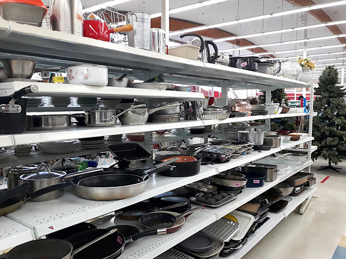 Cookware heaven! Enough pots and pans to outfit a restaurant or satisfy the home chef who never wants to wash dishes.