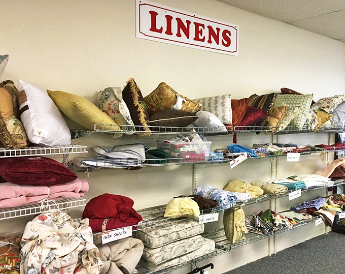 The linen section: where pillows, sheets, and blankets await their chance to transform your guest room from "meh" to "magazine-worthy."
