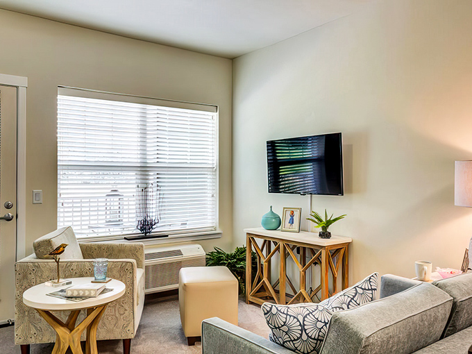 A living room where you'd actually want to live, not just pass through quickly.