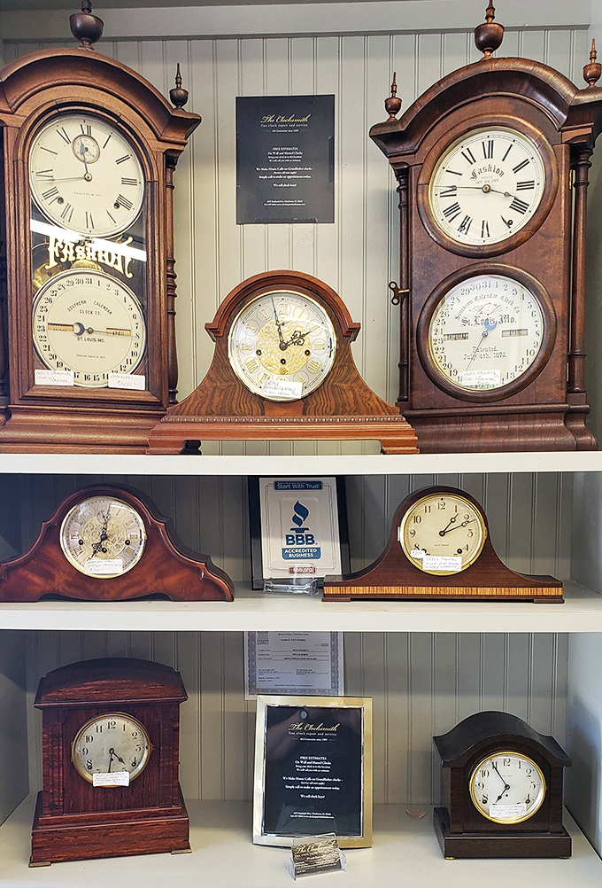 Grandfather clocks and mantel pieces that kept time for families through decades of dinners and celebrations.