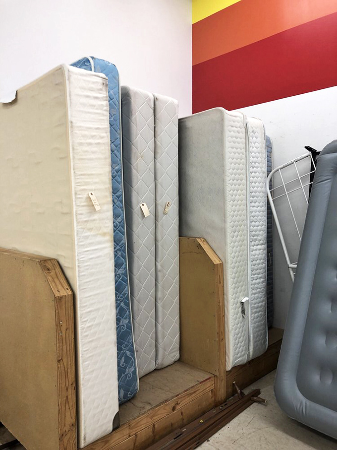 Sleep tight! Gently used mattresses stand at attention, offering budget-friendly bedding solutions for savvy shoppers.