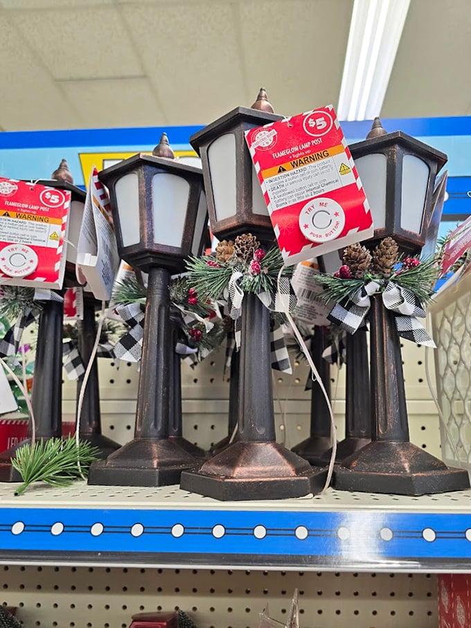 Victorian-inspired lamp posts with festive pine accents&mdash;bringing Narnia-like charm to Wisconsin porches for less than a fancy coffee.