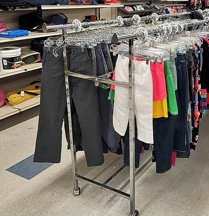 The pants section &ndash; a denim rainbow where yesterday's fashion becomes tomorrow's "vintage find" with the change of a decade.