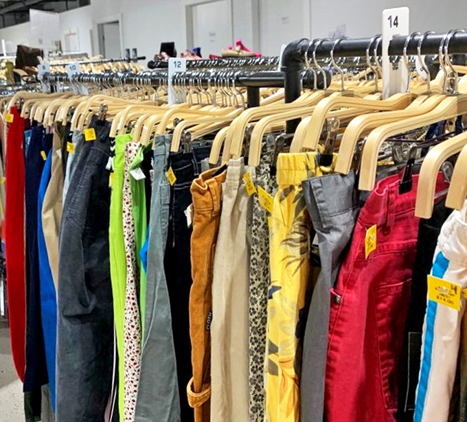 Pants paradise &ndash; where denim in every conceivable color and cut hangs in perfect formation, like a rainbow of leg-hugging possibilities.