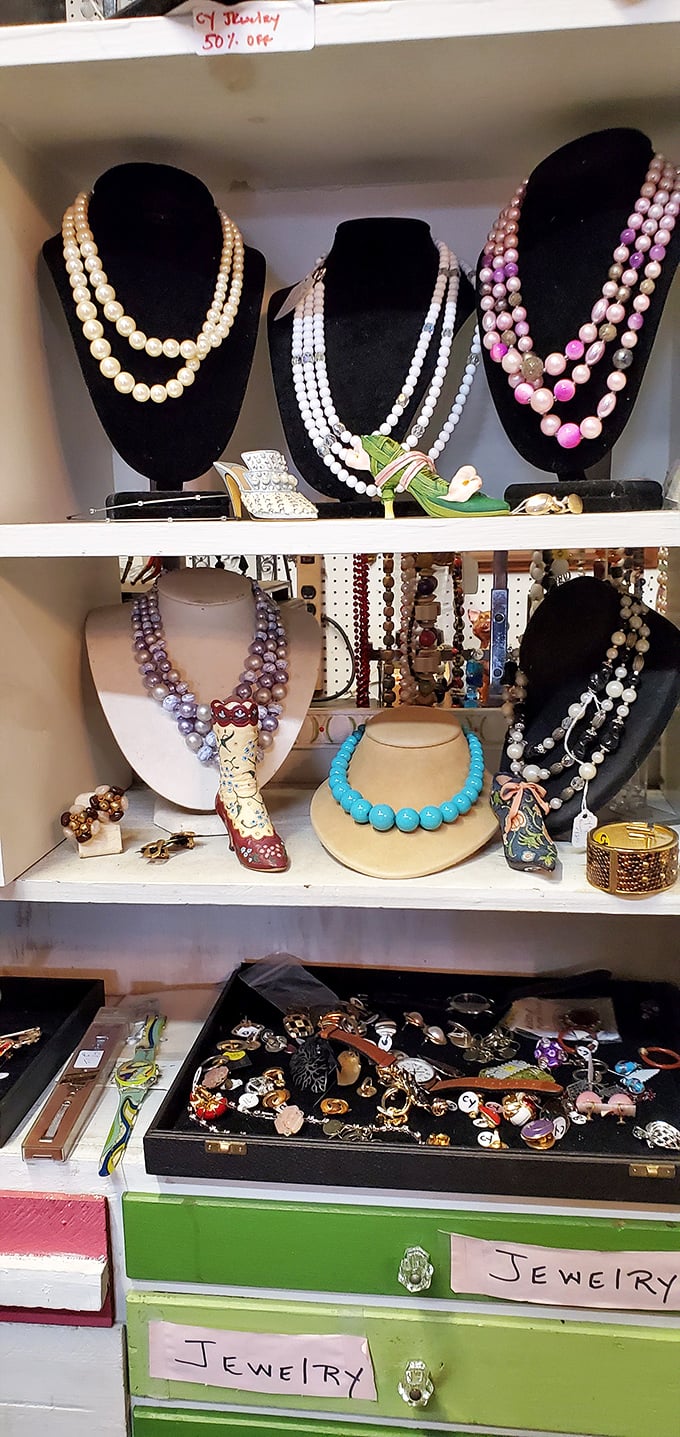 Pearls, beads, and vintage brooches&mdash;jewelry that carries the patina of previous lives and waits patiently for its next night out.