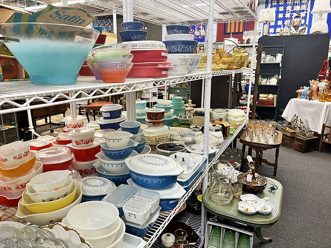 Pyrex heaven! These colorful vintage bowls have survived thousands of potlucks and holiday dinners, ready to cradle your grandmother's secret recipe once again.