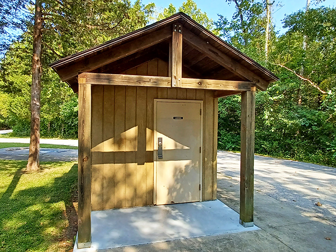 Even the facilities maintain rustic charm&mdash;because nothing says "authentic experience" like themed restrooms that match the main attraction.
