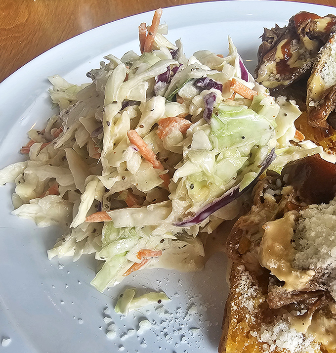 Coleslaw that knows its role &ndash; bringing fresh, crunchy contrast to smoky meats without trying to steal the spotlight.