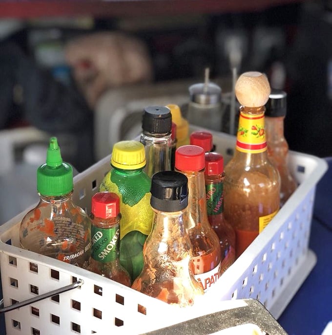 A condiment collection that means business. Hot sauce enthusiasts, rejoice &ndash; your flavor enhancers await their moment of glory.