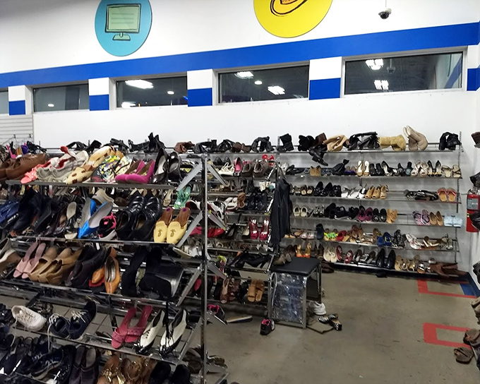 Shoe heaven or footwear museum? Rows of gently-used heels, boots, and loafers await their Cinderella moment at fraction-of-retail prices.