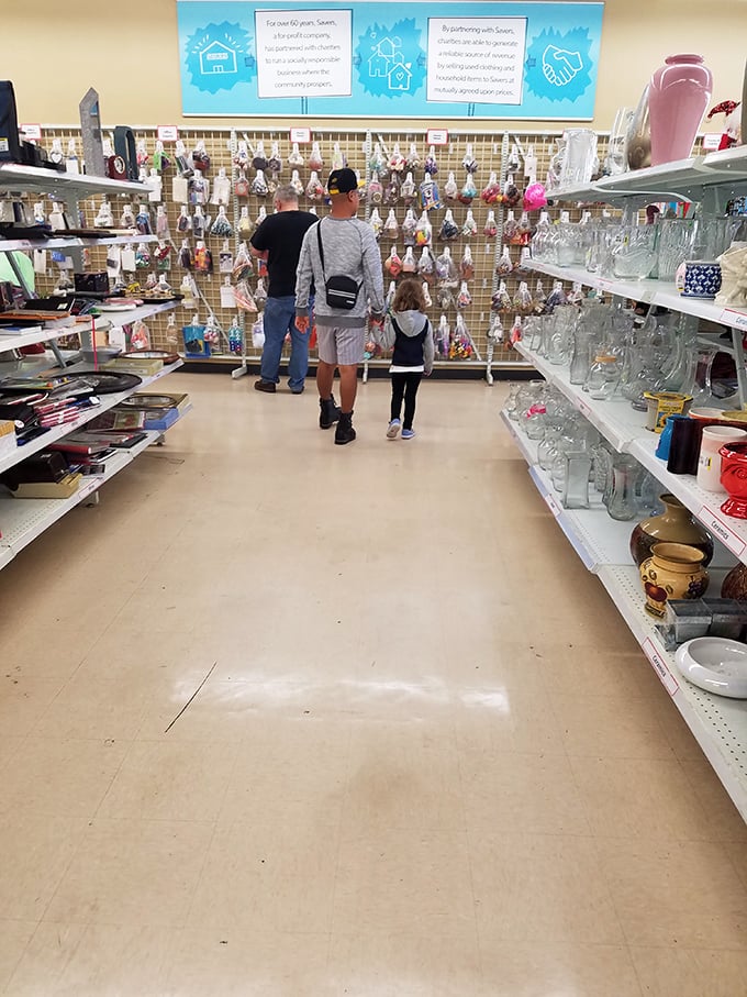Families browse the aisles together, teaching the next generation that one person's discard is another's discovery&mdash;thrift shopping as heritage sport.