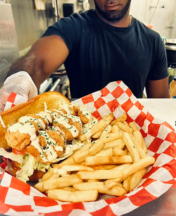 Someone's serving up happiness between bread. This sandwich doesn't just feed the stomach&mdash;it nourishes the soul with crispy, creamy, perfectly balanced bites.