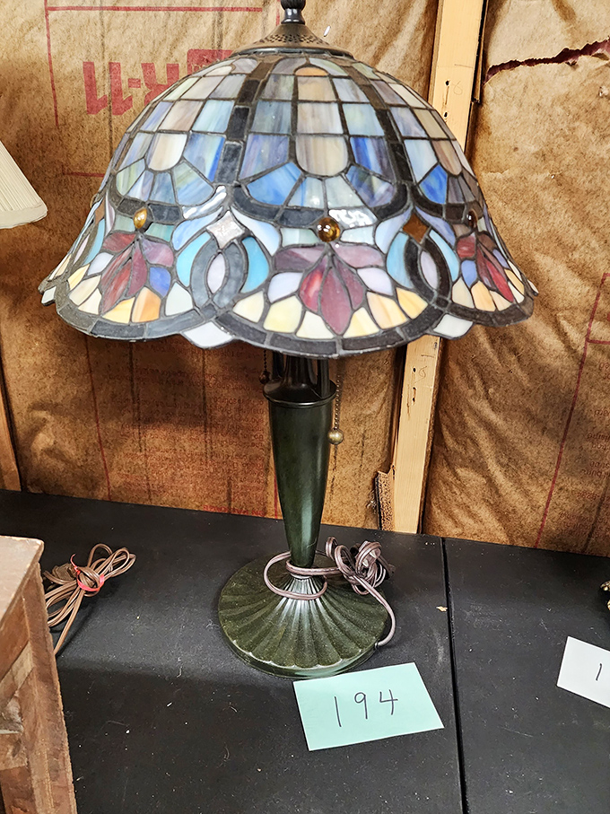 Tiffany-style lamps cast kaleidoscope shadows that would make even the most minimalist decorator think, "Maybe I do need stained glass in my life."