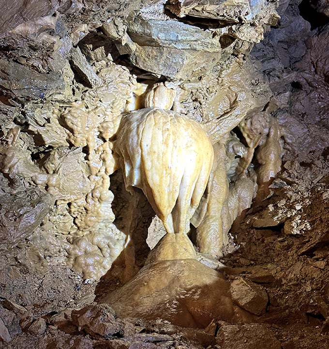 This impressive formation resembles a melting candle created by nature's patient hand. Geology's version of a drip castle that took thousands of years to perfect.