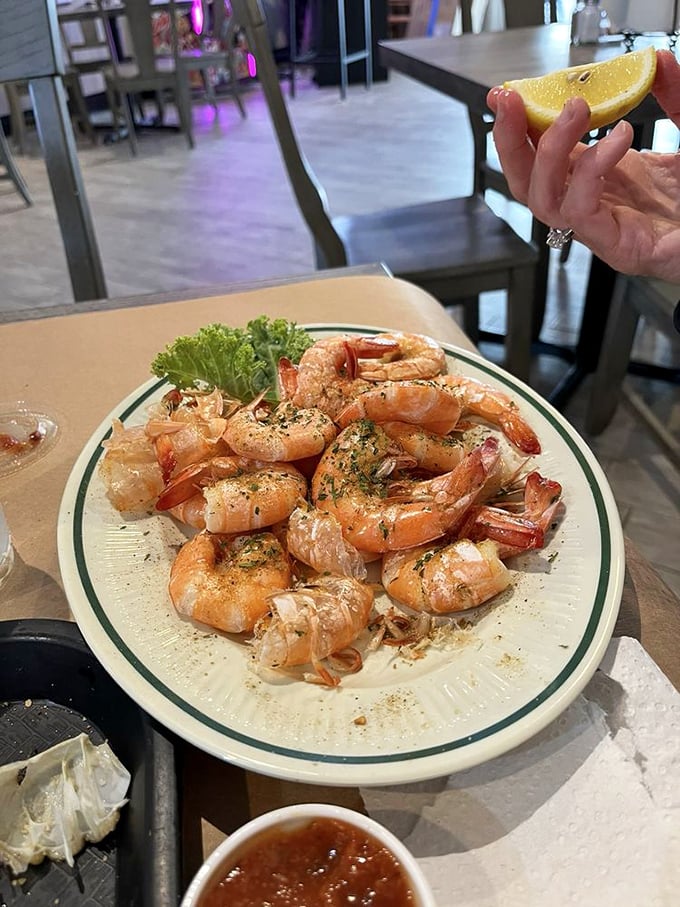 These steamed shrimp look like they just had a spa day in Old Bay before making their grand entrance on your plate.