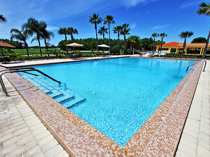 Pool so inviting, even the no-swimming-after-eating rule gets cheerfully ignored by rebels.